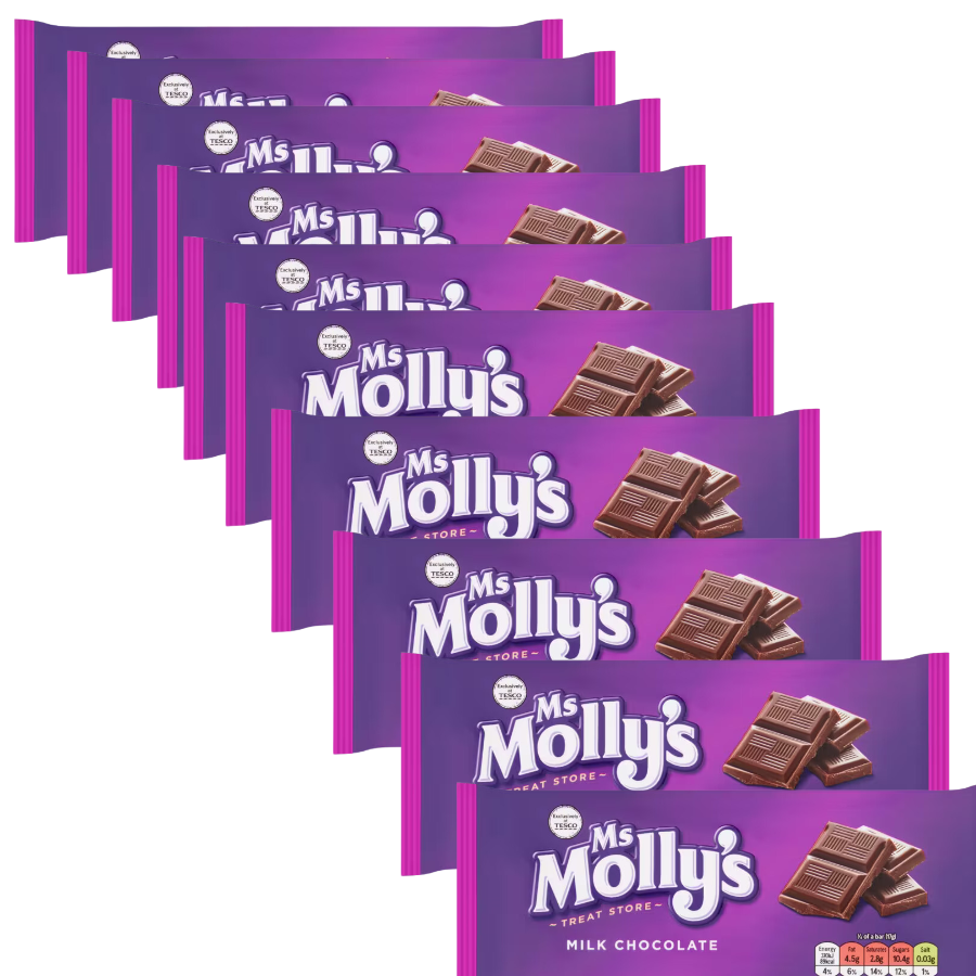 Ms Molly's Milk Chocolate Bar 100g - 10 Pack.