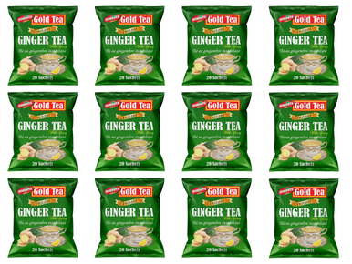 Roberts Gold Tea Instant Ginger Tea with Honey 360g (20 Sachets) - 12 Pack