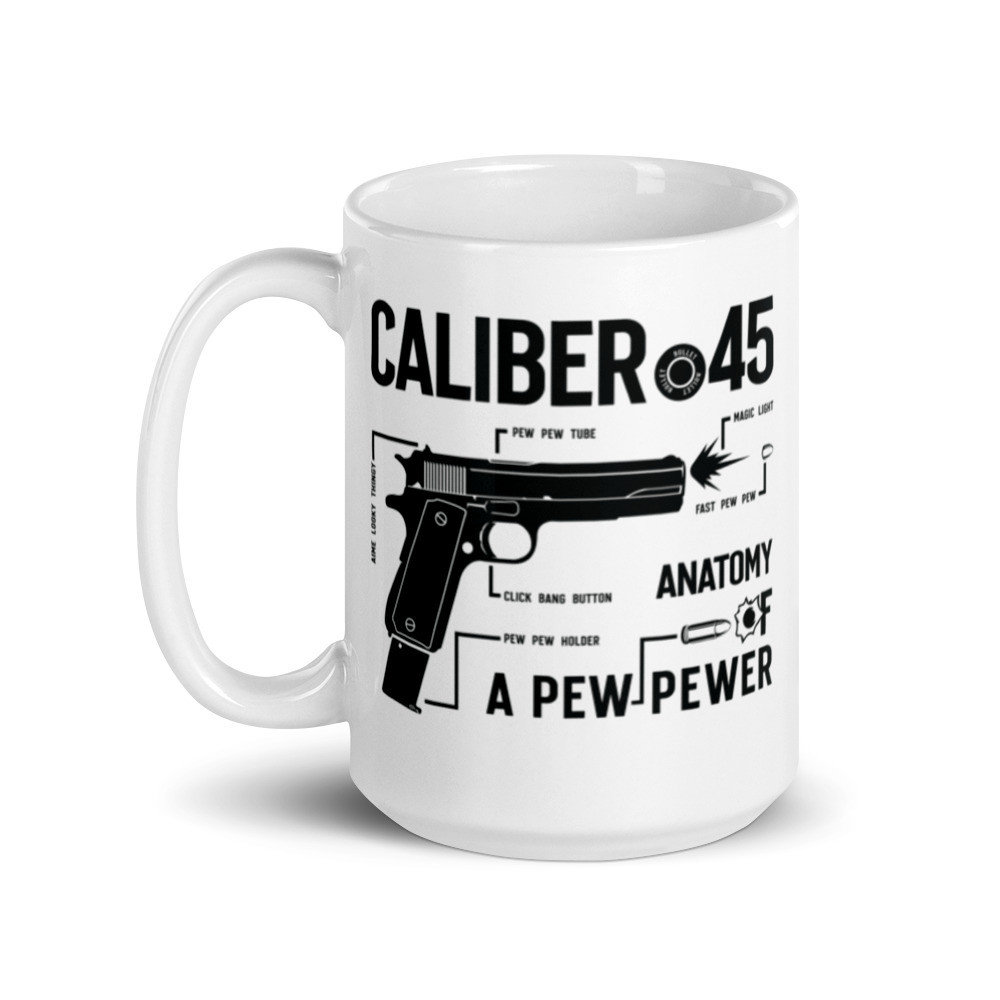 Anatomy of a Pew (.45) White glossy mug - Meach's Military Memorabilia ...