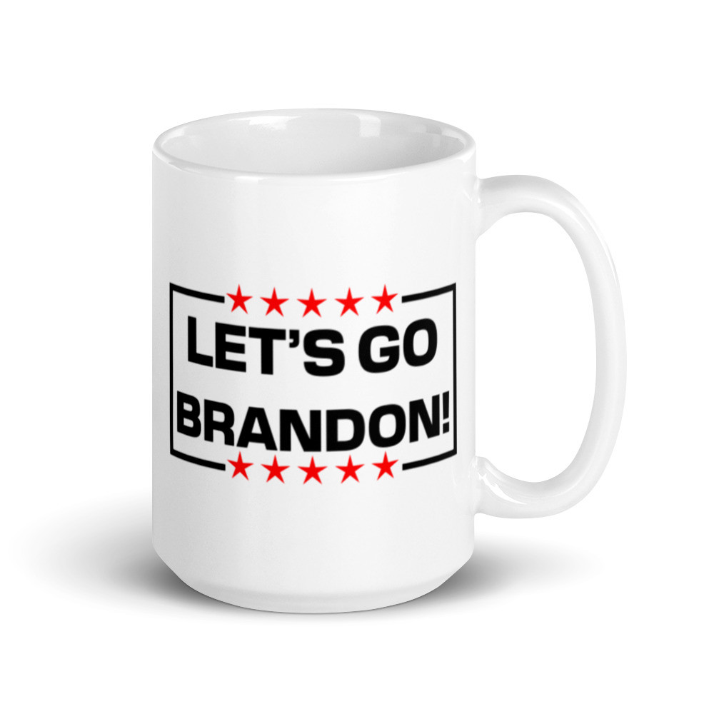 Let's Go Brandon White glossy mug - Meach's Military Memorabilia & More