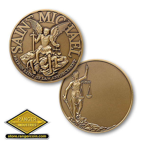 Saint Michael Justice Challenge Coin - Meach's Military Memorabilia & More