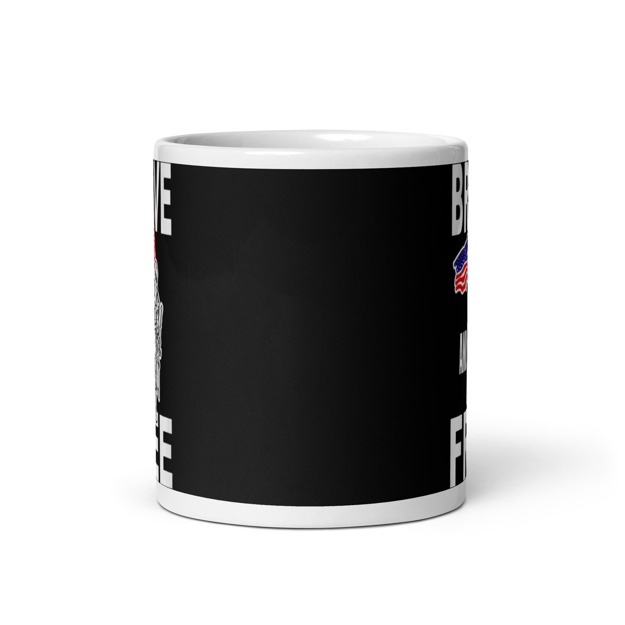 Brave and Free White glossy mug - Meach's Military Memorabilia & More