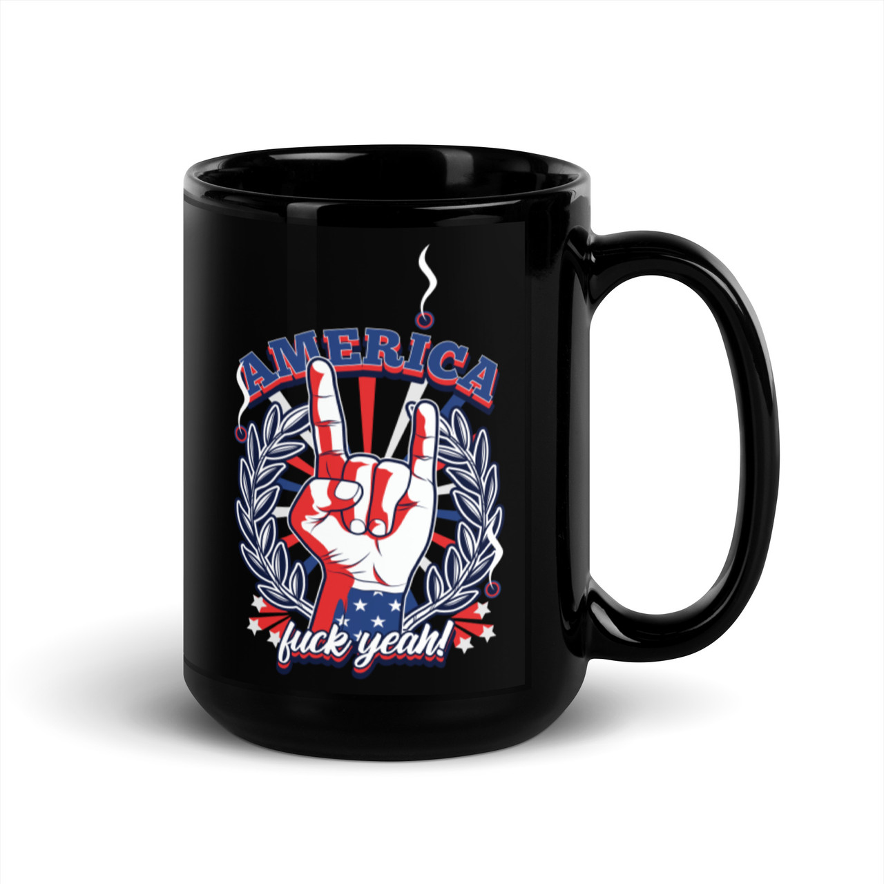 America F-Yeah Black Glossy Mug - Meach's Military Memorabilia & More