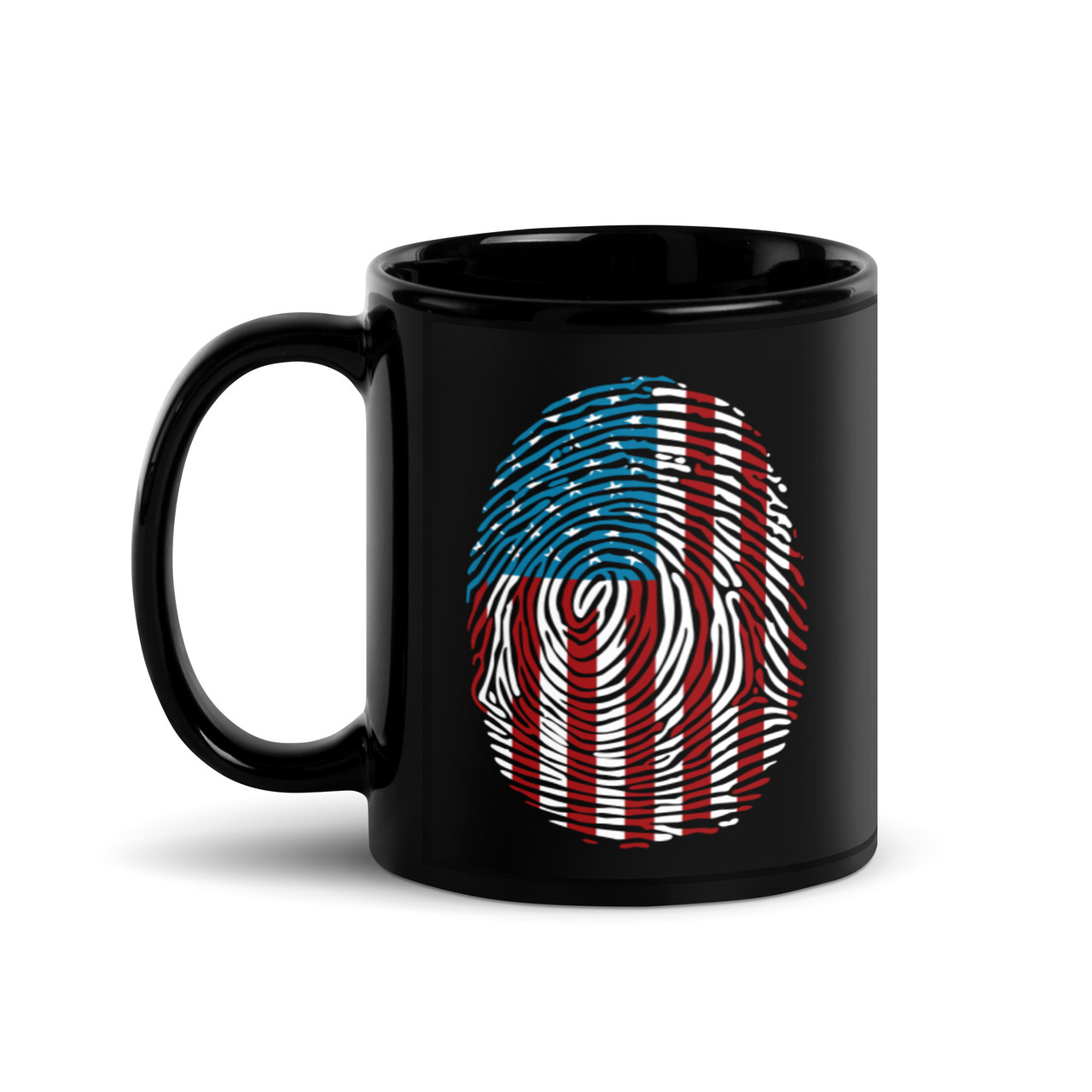 USA Fingerprint Black Glossy Mug - Meach's Military Memorabilia & More