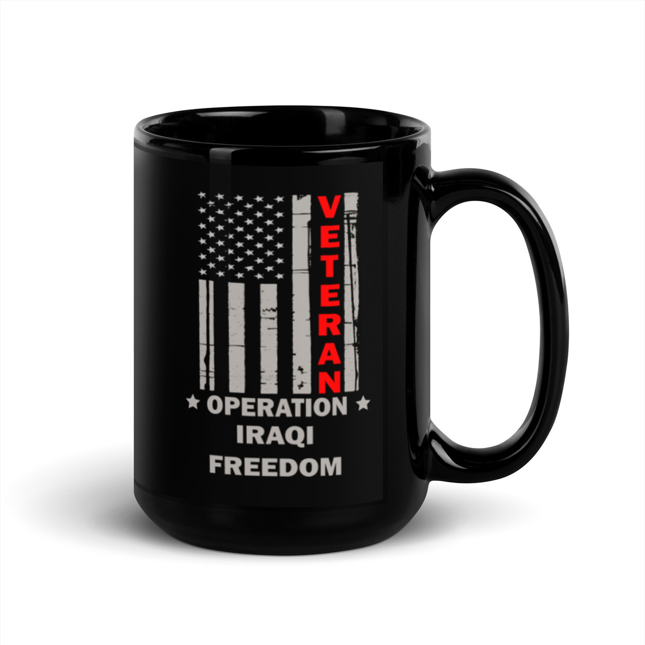 Operation Iraqi Freedom Veteran Black Glossy Mug - Meach's Military ...