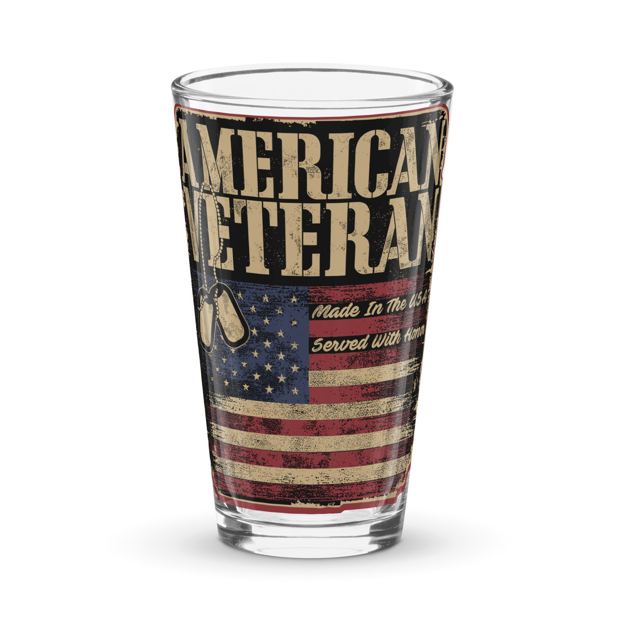 American Veteran pint glass - Meach's Military Memorabilia & More