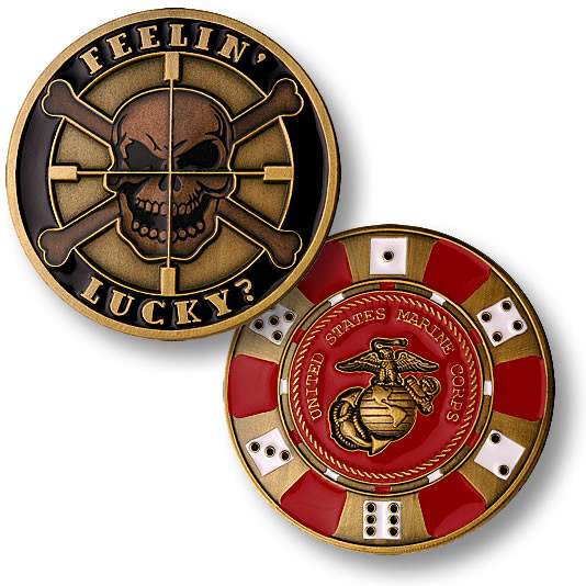 U.S. Marine Feeling Lucky? Challenge Coin - Meach's Military ...