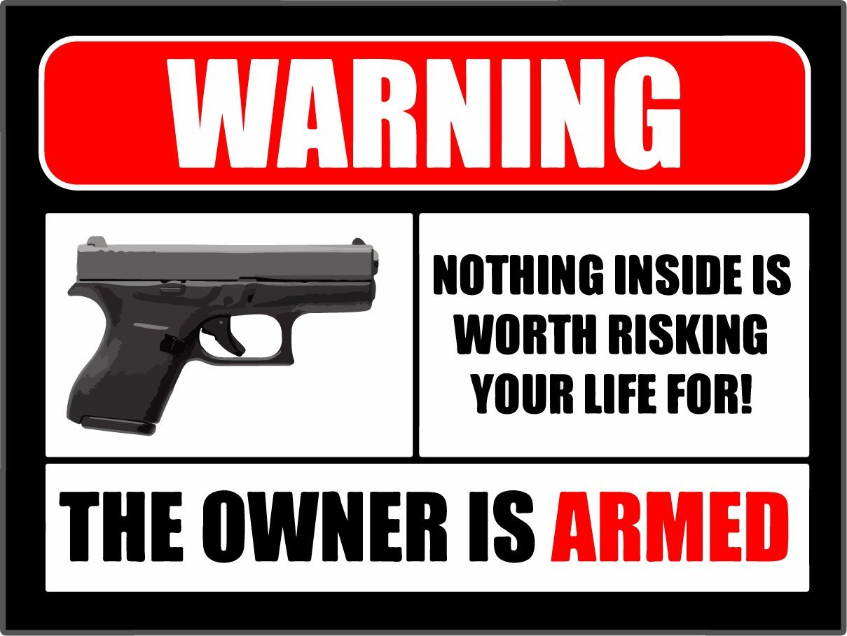 Warning Owner is Armed Decal - Meach's Military Memorabilia & More