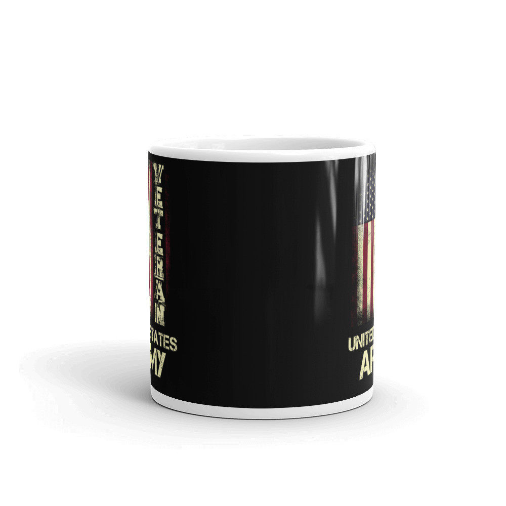 US ARMY Veteran (US Flag) White glossy mug - Meach's Military ...