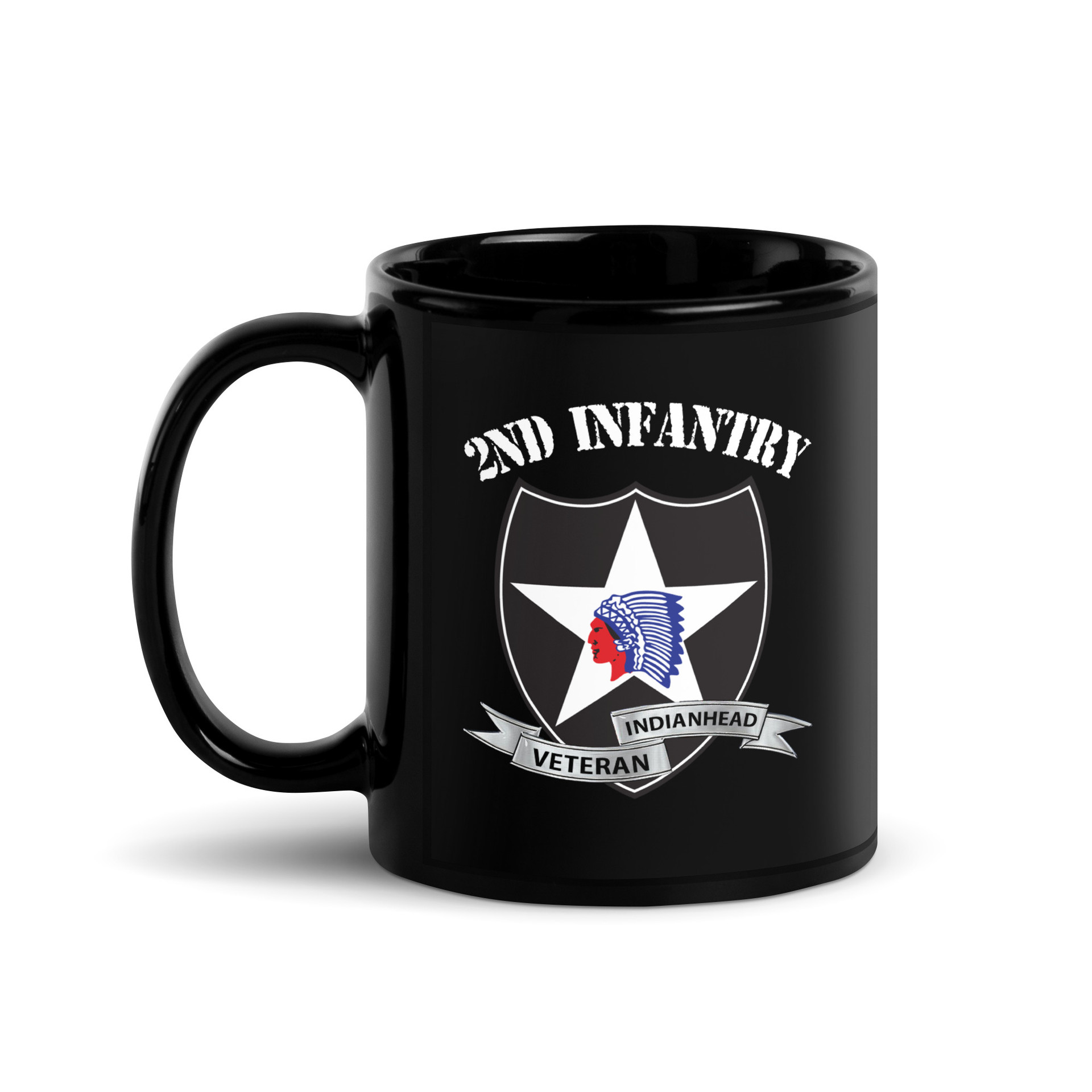 2nd Infantry (Indianhead) Black Glossy Mug - Meach's Military ...