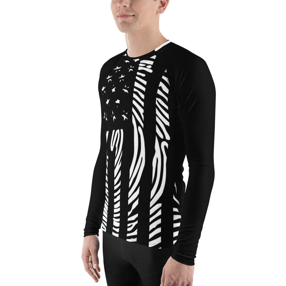 U.S. Flag B&W Finger PrintMen's Rash Guard - Meach's Military ...
