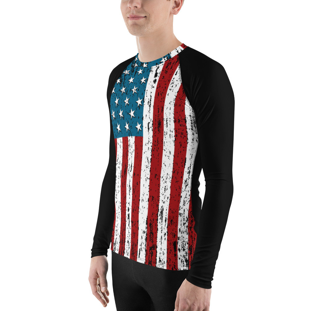 U.S. Flag Distressed Men's Rash Guard - Meach's Military Memorabilia & More