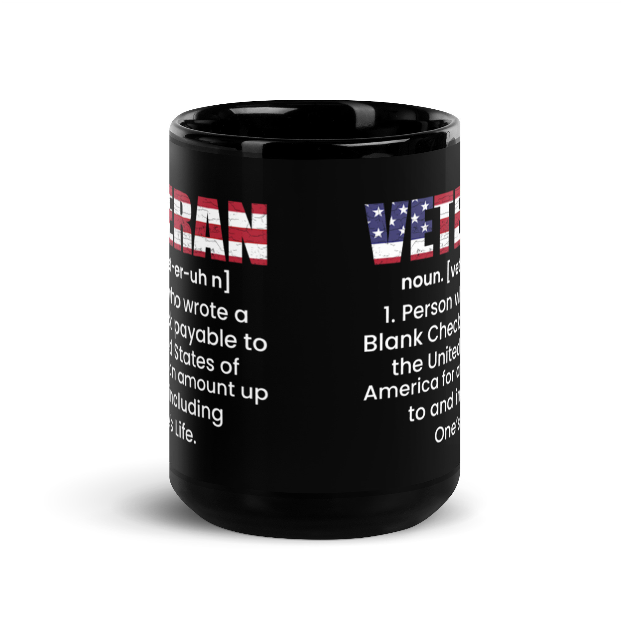 Veteran Definition 3 Black Glossy Mug - Meach's Military Memorabilia & More