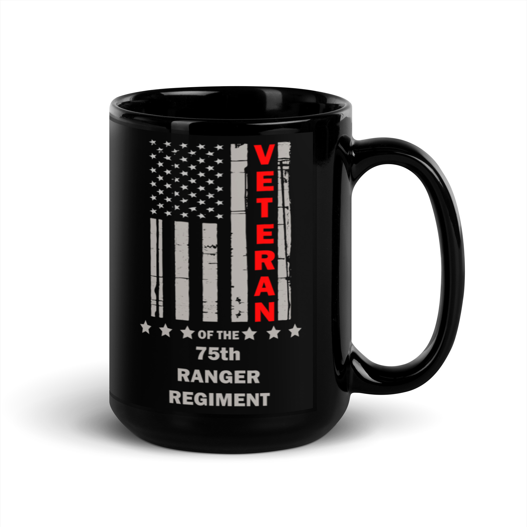 Veteran of the 75th Ranger Regiment Black Glossy Mug - Meach's Military ...