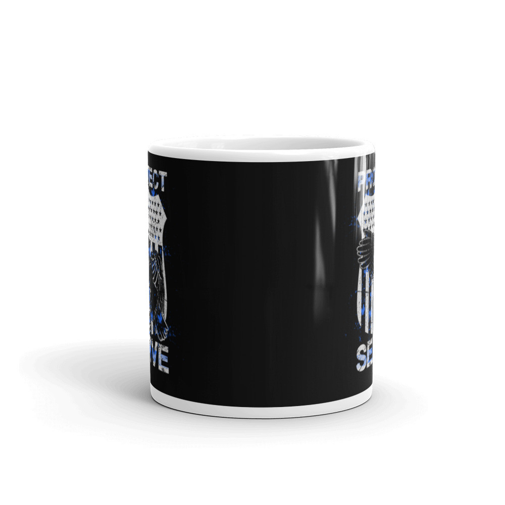 Protect and Serve (Police Blue Line) Mug - Meach's Military Memorabilia ...