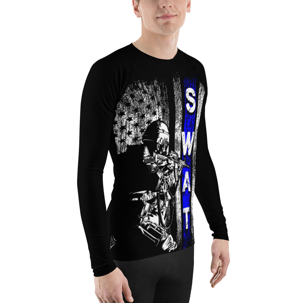 SWAT (Police Blue Line) Men's Rash Guard - Meach's Military Memorabilia ...