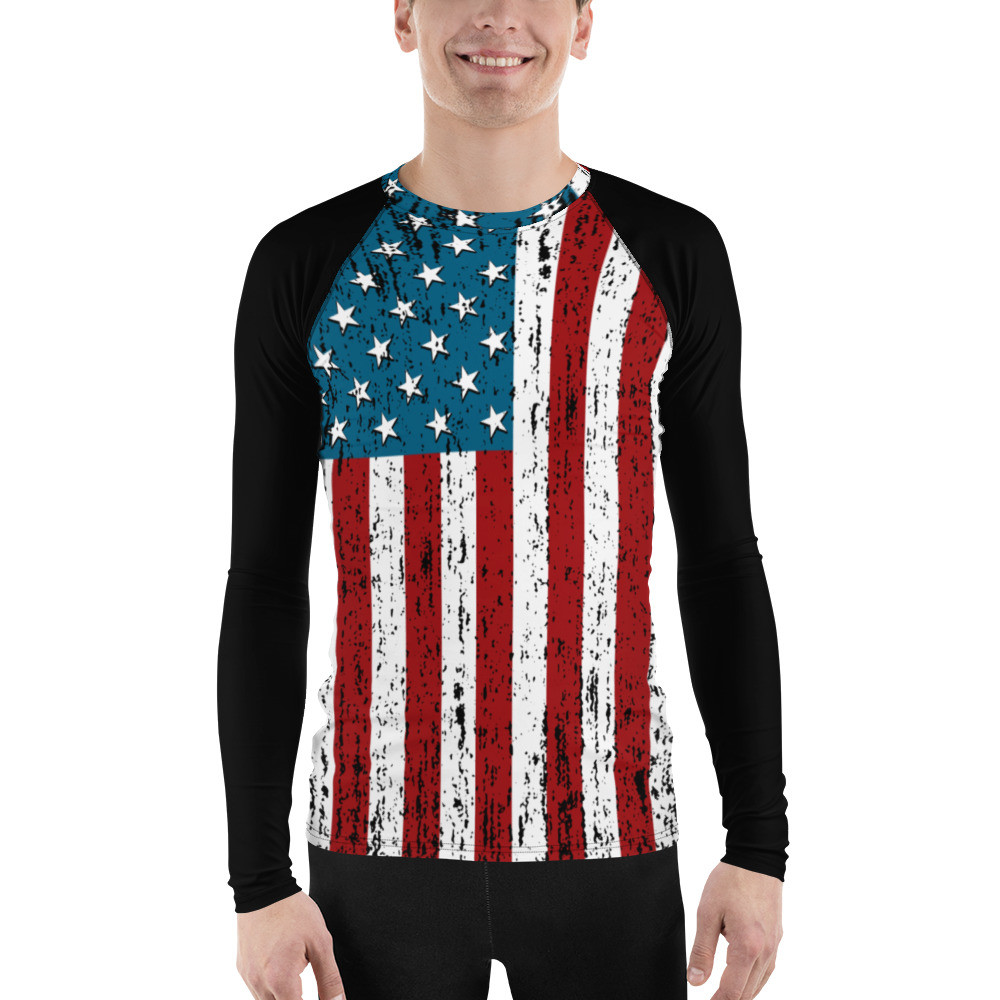 U.S. Flag Finger Print Men's Rash Guard - Meach's Military Memorabilia ...