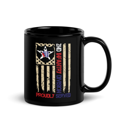 2nd Infantry (Indianhead) Black Glossy Mug - Meach's Military ...