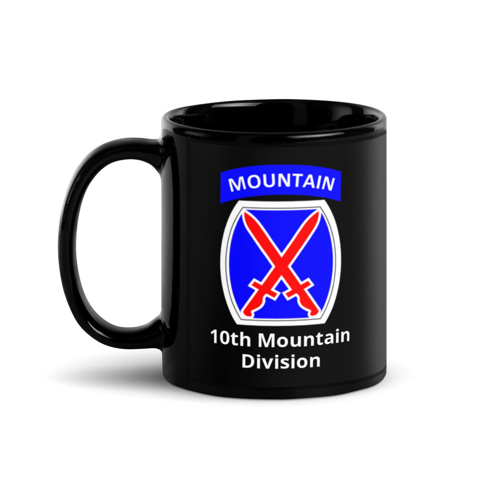 10th Mountain Division Black Glossy Mug - Meach's Military Memorabilia ...