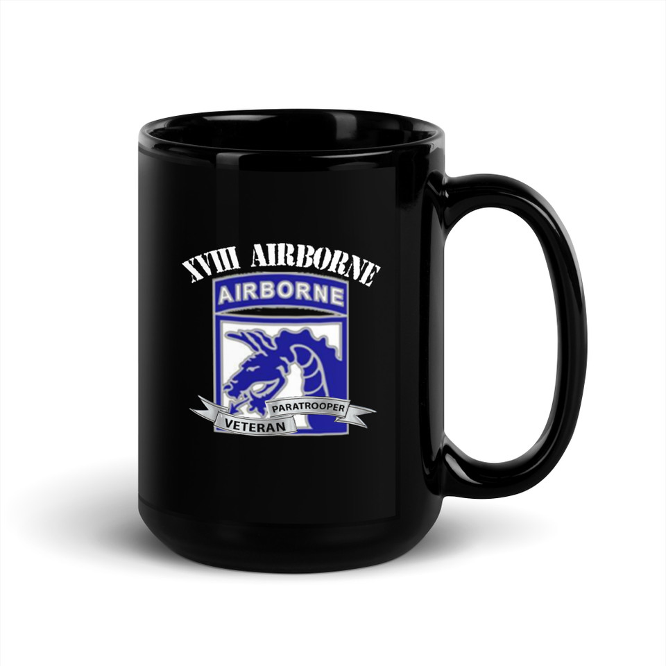 XVIII Airborne Black Glossy Mug - Meach's Military Memorabilia & More