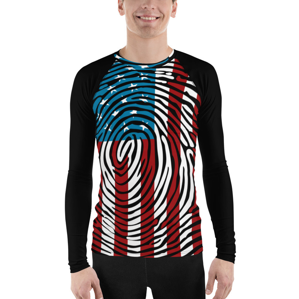 U.S. Flag Finger Print Men's Rash Guard - Meach's Military Memorabilia ...