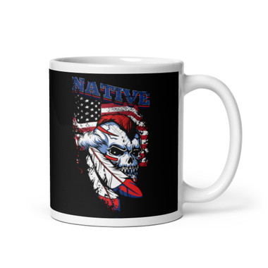 Native Skull White glossy mug - Meach's Military Memorabilia & More