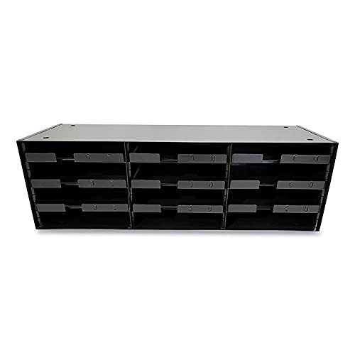 Huron Organizer Horizontal 12 Slot Sort Rack, Black Steel - Huron