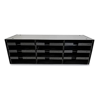 Huron Organizer Horizontal 12 Slot Sort Rack, Black Steel - Huron