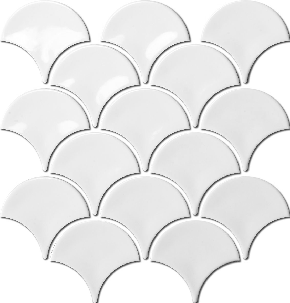 Gloss White Fish Scale Mosaic Tiles | ExoTiles Australia