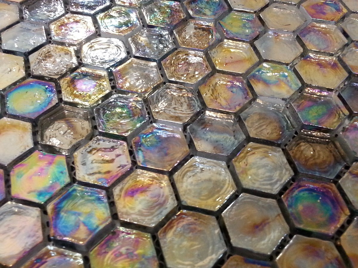 BGJ Black Rainbow Hexagon Glass Mosaic Tiles - ExoTiles