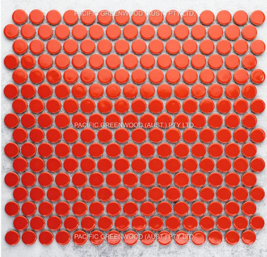 Gloss Orange Penny Round Mosaic Tiles (PG13) | ExoTiles Australia