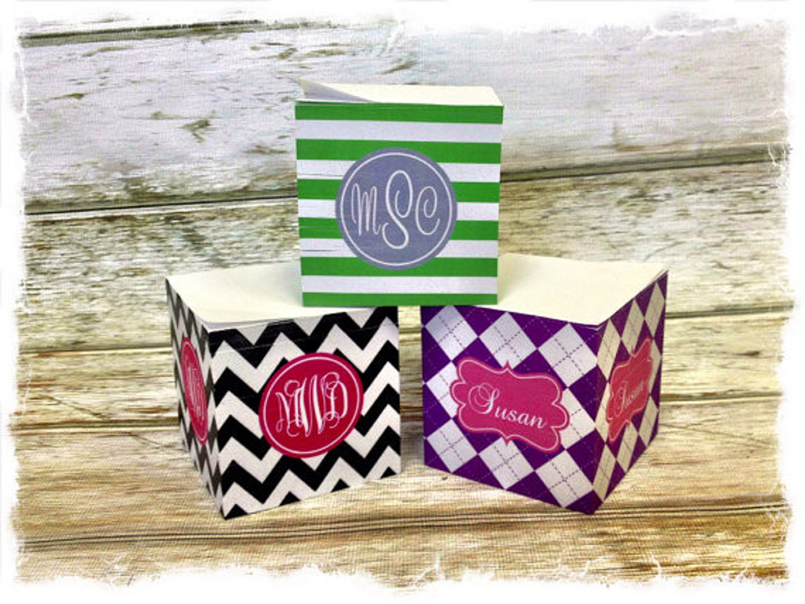 Personalized Sticky Note Cube with 700 Sheets - Custom Design with Monogram Personalized Sticky Note Cube with 700 Sheets - Custom Design with Monogram