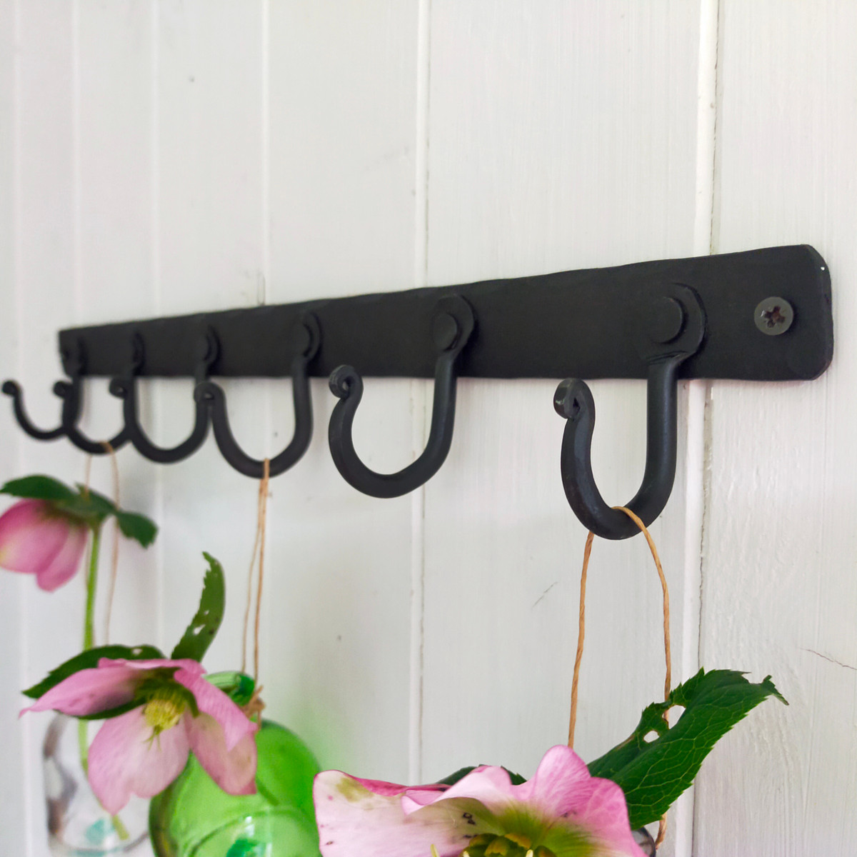 Hand Forged Iron Rack with 6 Hooks - The Rustic Hut