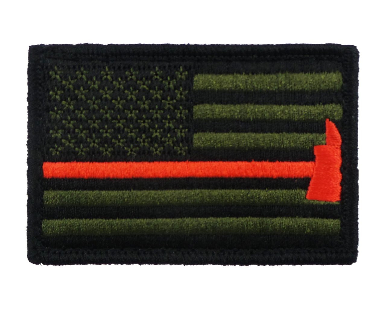 Firefighter Axe US Flag Thin Red Line Embroidered Velcro Morale Patch ...