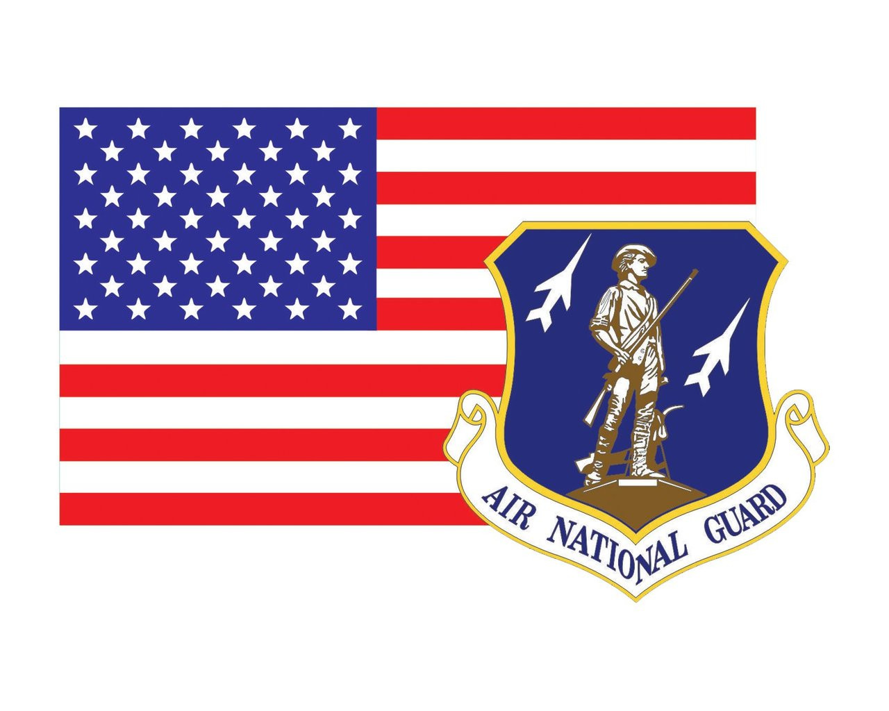 American Flag with Air National Guard Emblem ANG Logo Vinyl Decal ...