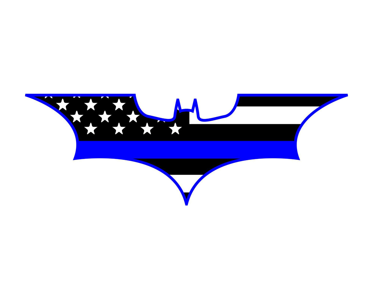 Thin Blue Line Flag Batman Window Decal 2x5.7" Vinyl Sticker - Morale Tags