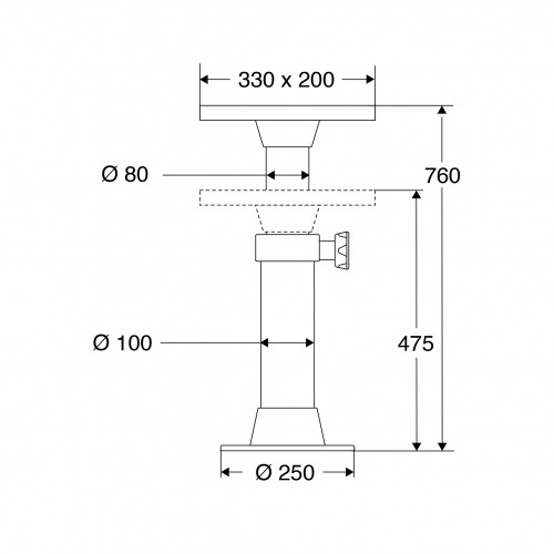 Telescopic gas table pedestal