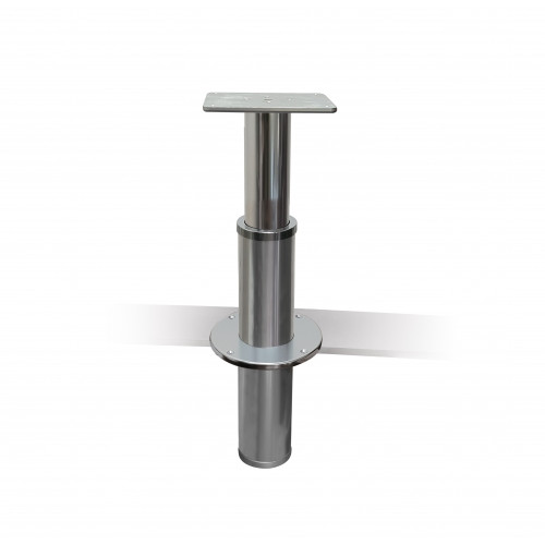 One stage telescopic, electric table pedestal with underfloor protrusion