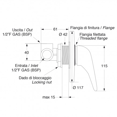 Ceramic One Handle Bulkhead Shower Control