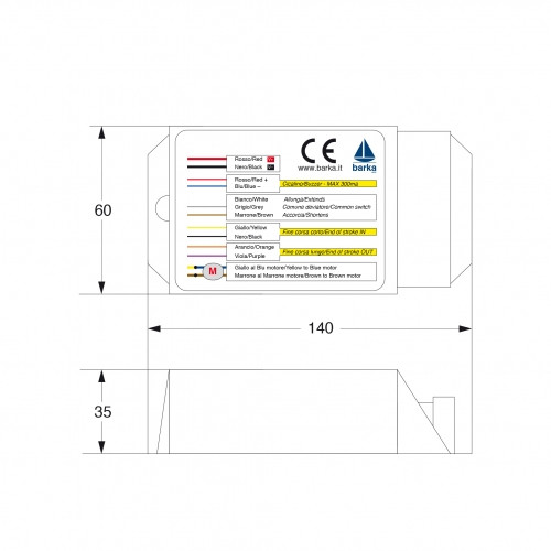 P01053 Barka electronic control box (no encoder) for pedestals and struts with loom