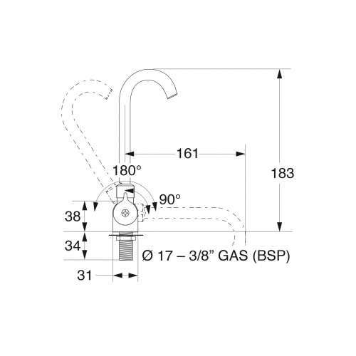 Ceramic Single Lever Cold Only Tap with "Hook" Spout