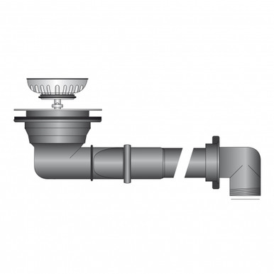 Large elbow strainer waste for waste disposal hole