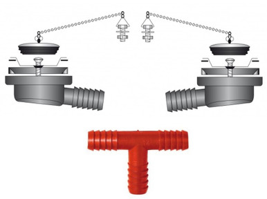 Double Waste Kit for hoses Ø 25 mm