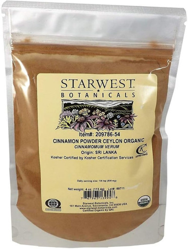 Starwest Botanicals Cinnamon Powder (Ceylon) Organic 4 oz. - Sanjevani ...