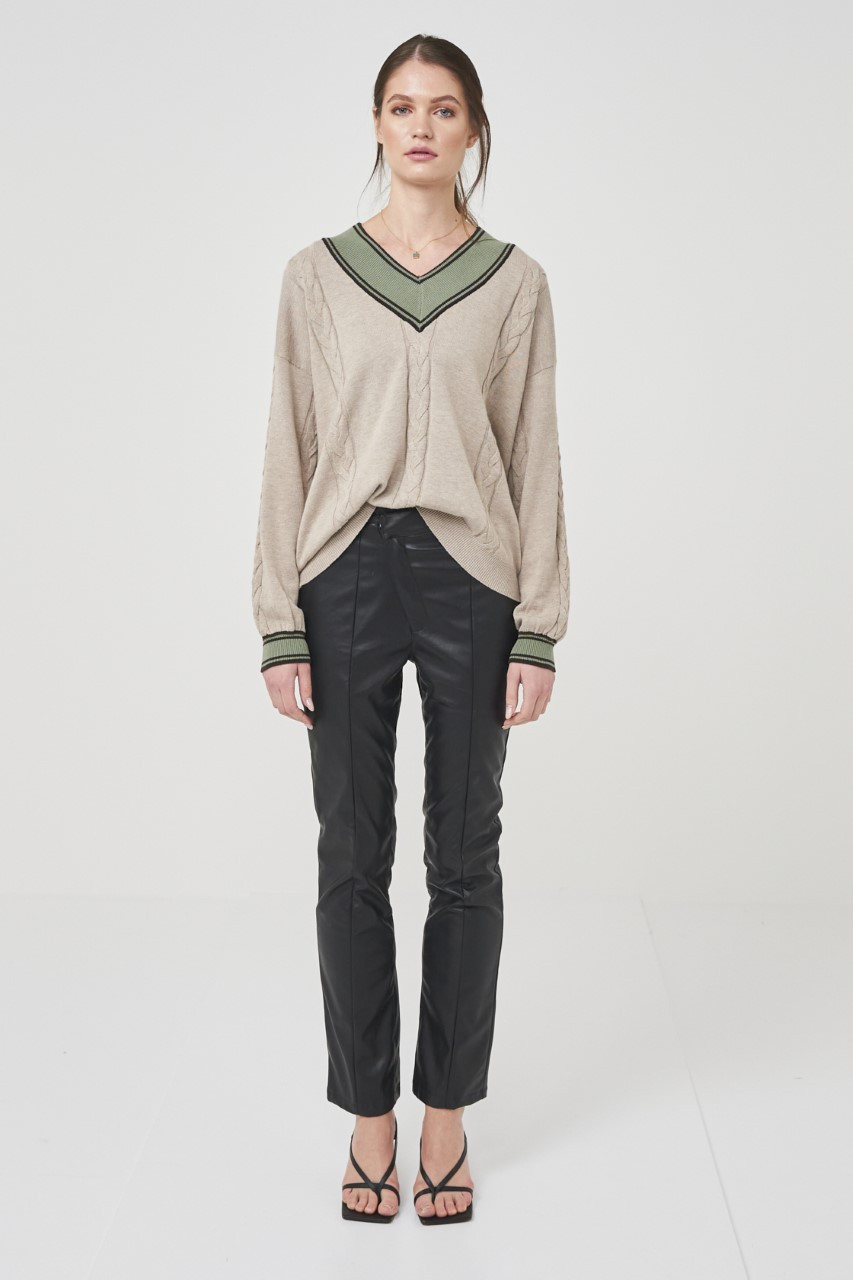 Varsity V-Neck Sweater by Brodie Cashmere