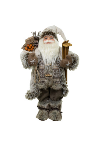 Ivory Standing Furry Santa Claus - Small