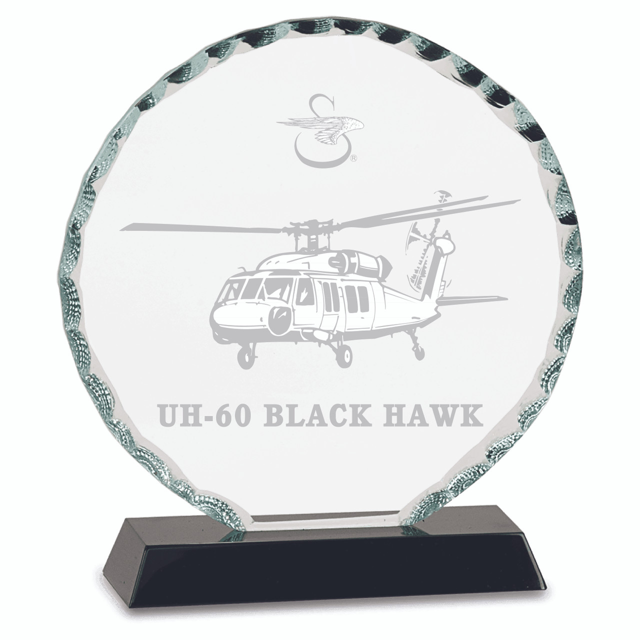 Black Hawk Etched Glass