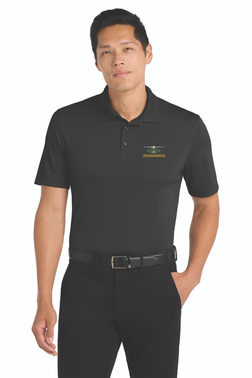 Armed Blackhawk Embroidered Dri-Fit Polo in Black - Sikorsky Store
