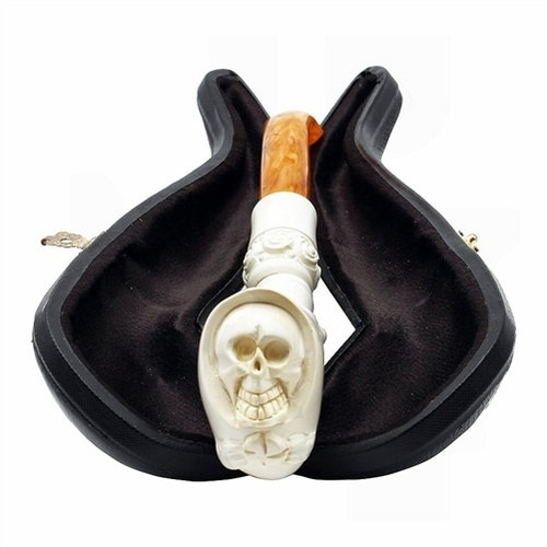 Hand Carved Grim Reaper Knurl 100% Solid Block Meerschaum Pipe ...