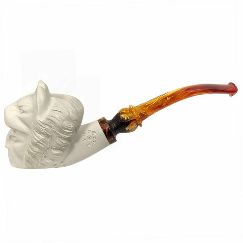 Double Head Wolf Indian Meerschaum Pipe | Royal Meerschaum Pipes